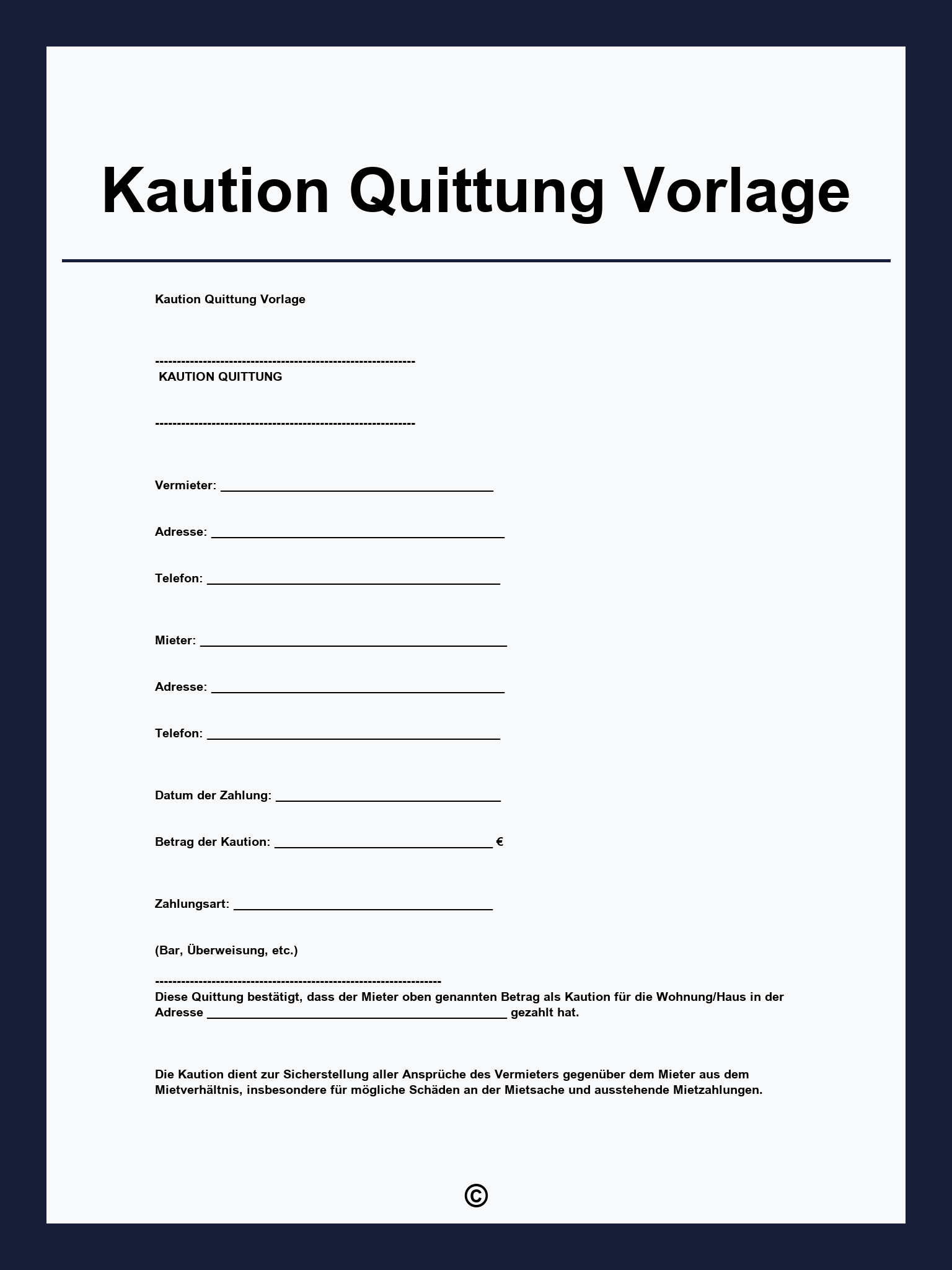Kaution Quittung Vorlage